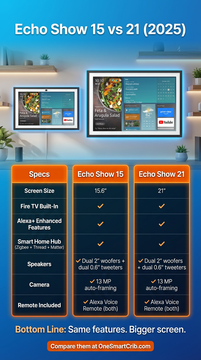 Echo Show 15 vs 21: Which Display Is Better? (2026) - oneSmartcrib.com